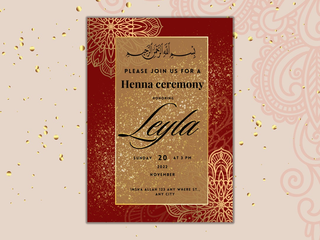 Henna Invitation, Henna Announcement, Henna Invitation Card, Mehndi ...