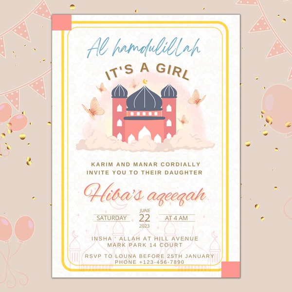 Aqeeqah Invitation Cards - Etsy