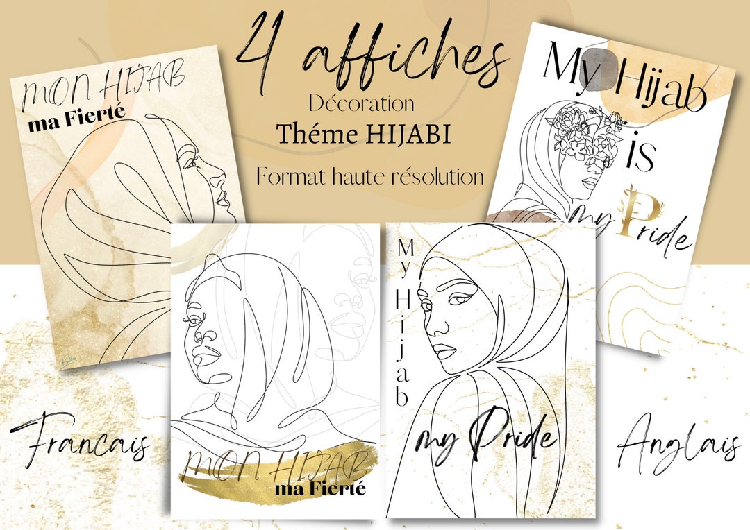 4 Posters | Hijab | Decor | Hijab | High Resolution | French | English ...