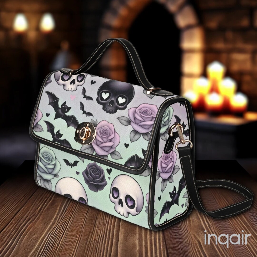 Kawaii Gothic Purse Handbag, Goth Pastel Canvas Purse, Goth Kawaii ...