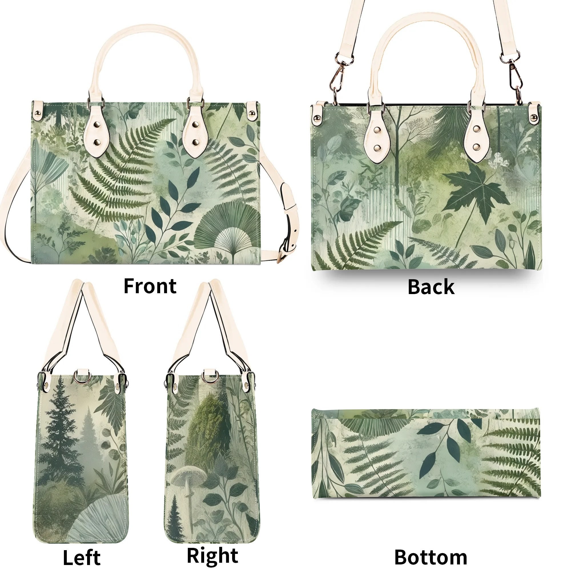 Forest Sage Green Hand Bag Cottagecore Vegan Leather Handbag for Nature ...
