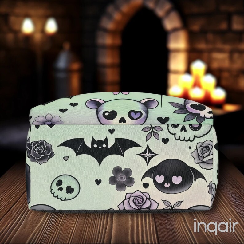 Kawaii Gothic Cute Pastelbackpack With Black Cat, Skulls, Bats, and ...