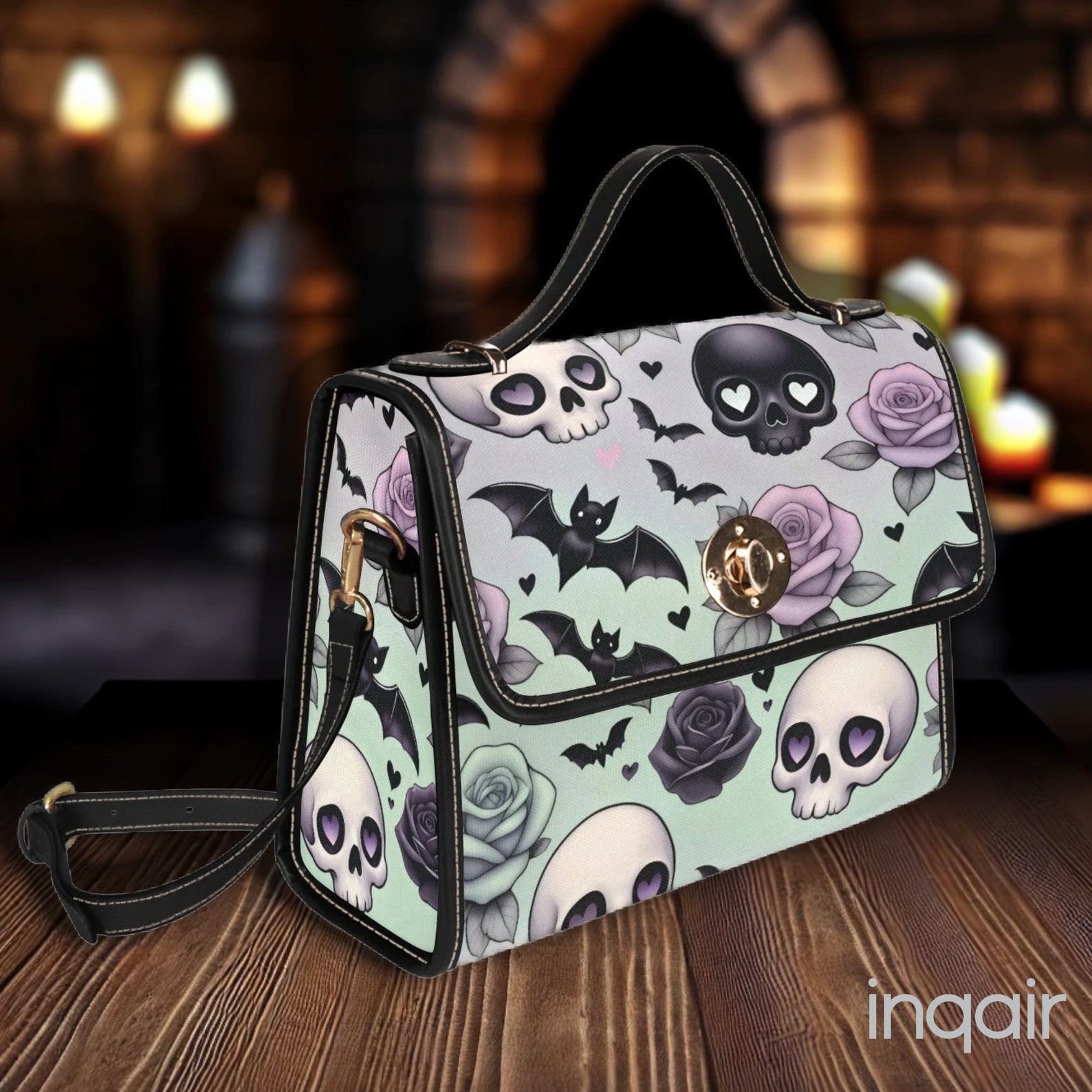 Kawaii Gothic Purse Handbag, Goth Pastel Canvas Purse, Goth Kawaii ...