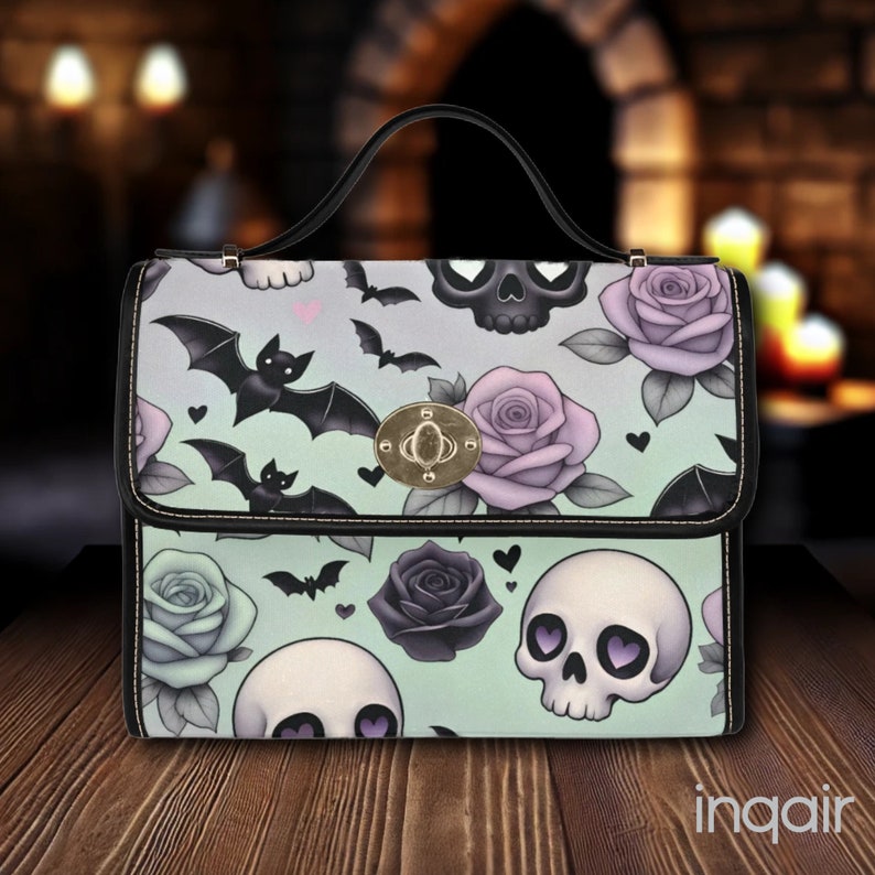 Kawaii Gothic Purse Handbag, Goth Pastel Canvas Purse, Goth Kawaii ...