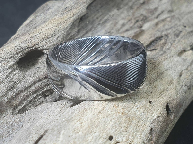 Custom Made Damascus and Titanium Ring Blanks. Stainless Steel Damascus ...