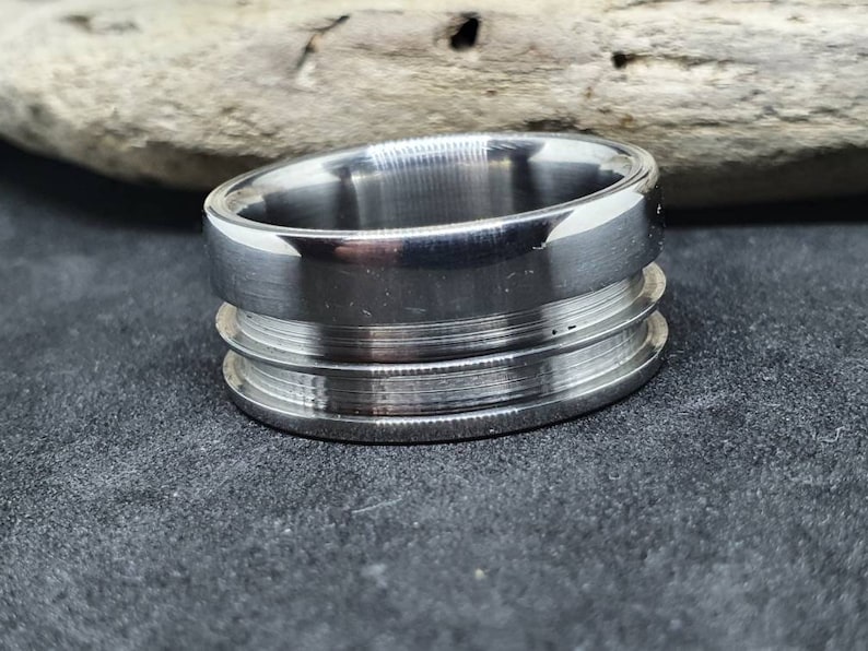 Custom Made Damascus and Titanium Ring Blanks. Stainless Steel Damascus ...