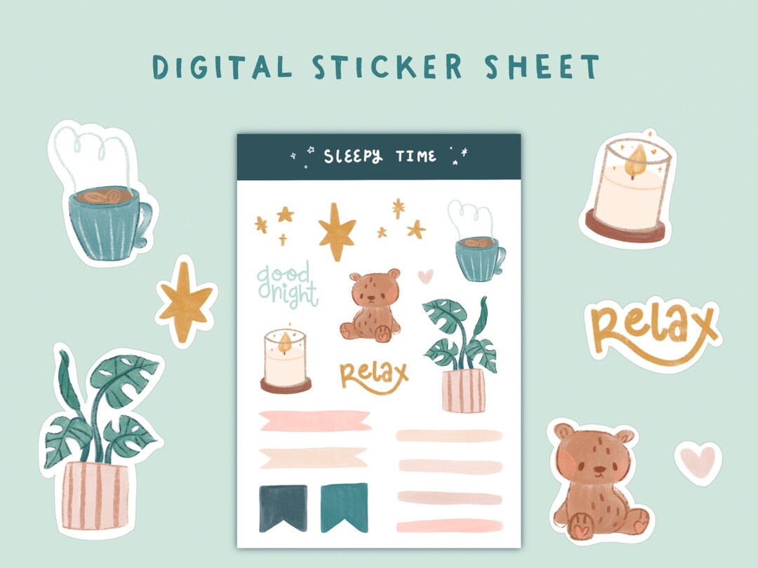 Cozy & Cute Digital Sticker Sheet | Self Care Planner and Journaling ...