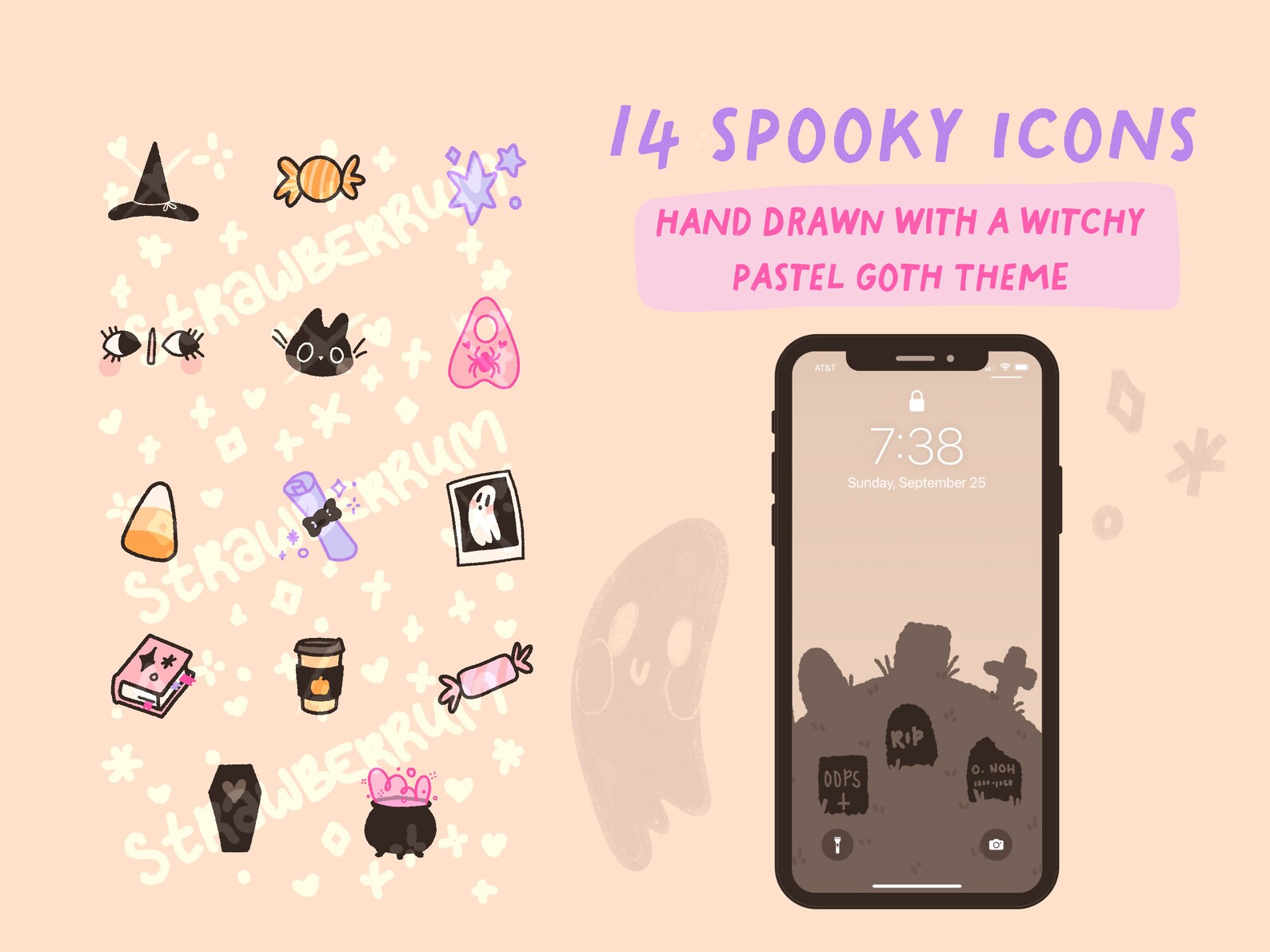 Oatmilk Goth Witchy Icon Pack | Neutral Aesthetic Ios Icon & Wallpaper ...