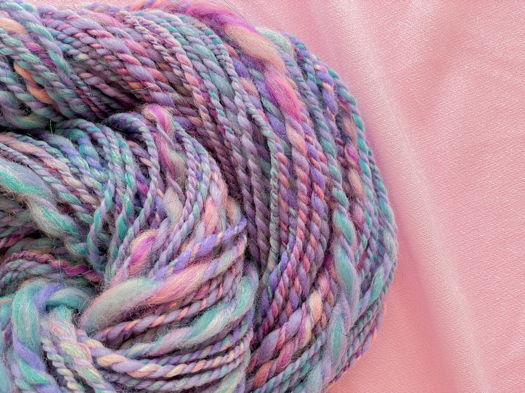 FAIRYTALE BLUE | Sparkly Handspun Yarn | Blue & Purple Aran Yarn ...