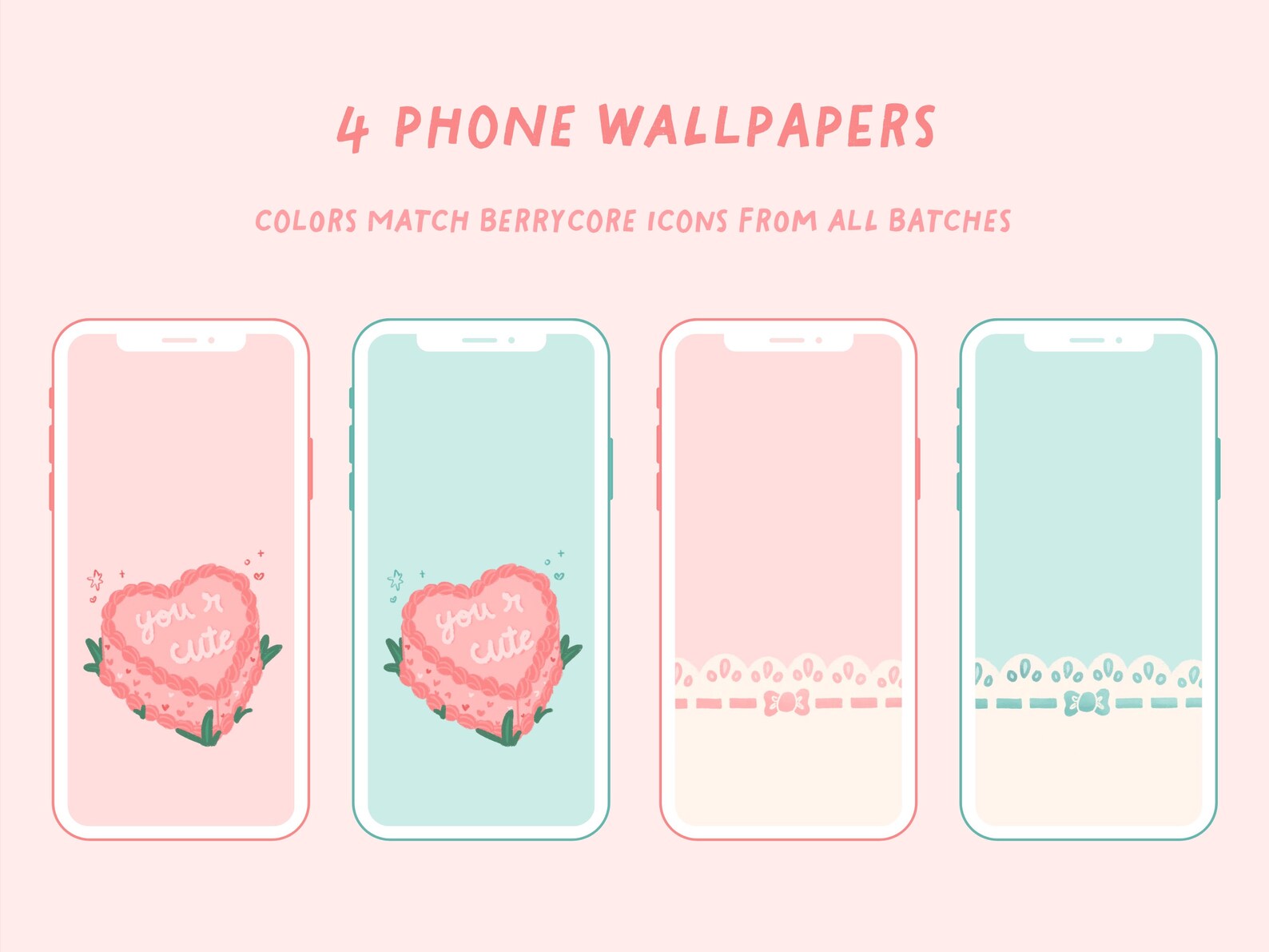 Berrycore Kawaii Icon & Wallpaper Pack | Aesthetic App Icons for Ios ...