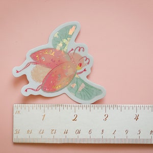 Cute Holographic Pink Beetle Sticker | Confetti Beetle | Glittery ...