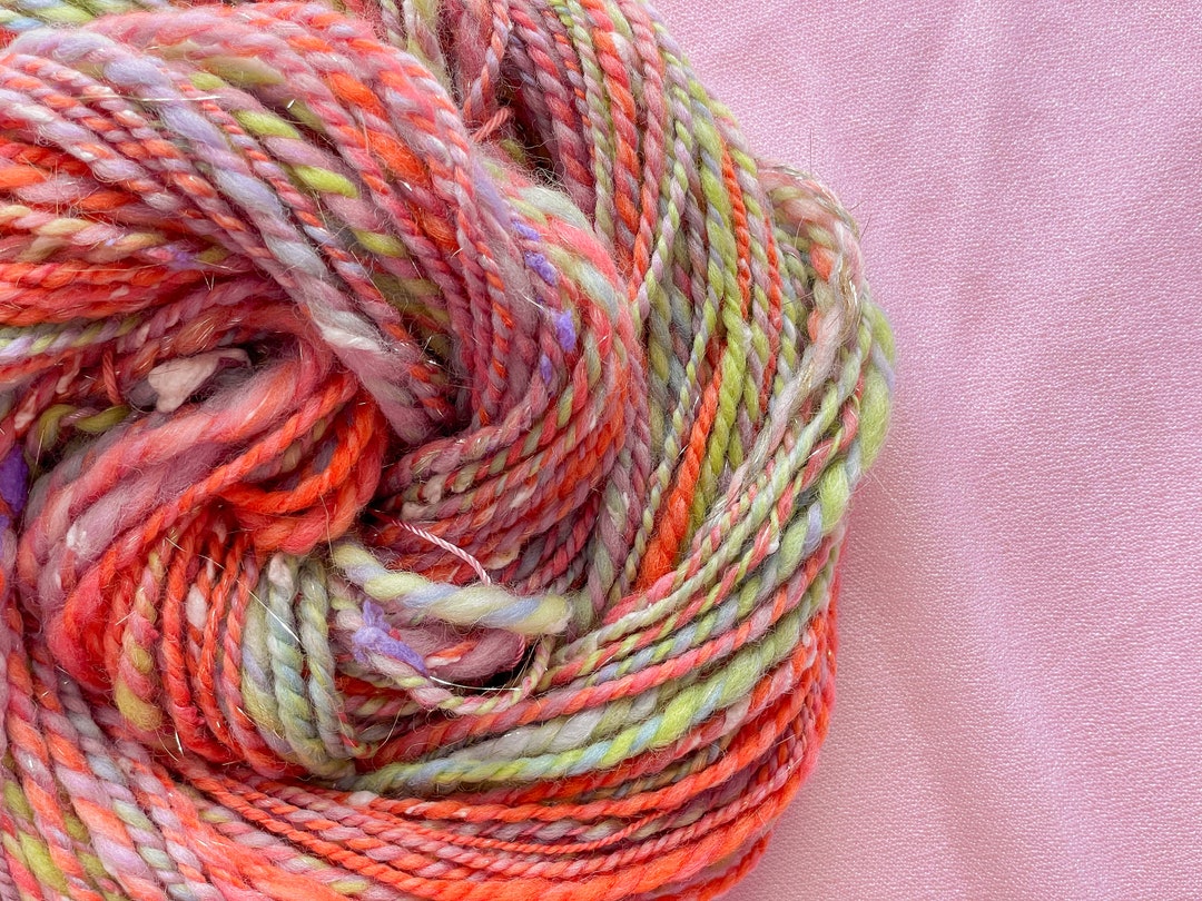FRUITY PEBBLES | Rainbow Glitter Handspun Yarn | Merino Wool 2 Ply Yarn ...