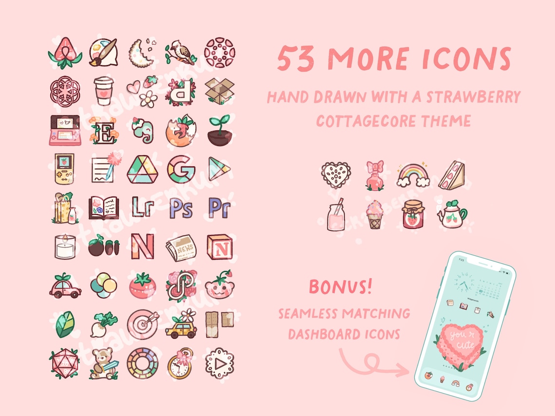 Berrycore Kawaii Icon & Wallpaper Pack | Aesthetic App Icons for Ios ...