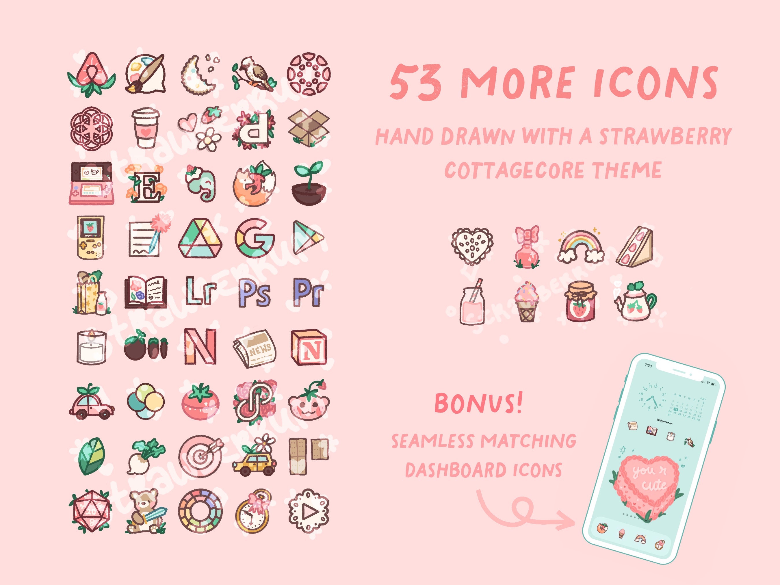 Berrycore Kawaii Icon & Wallpaper Pack Aesthetic App Icons - Etsy
