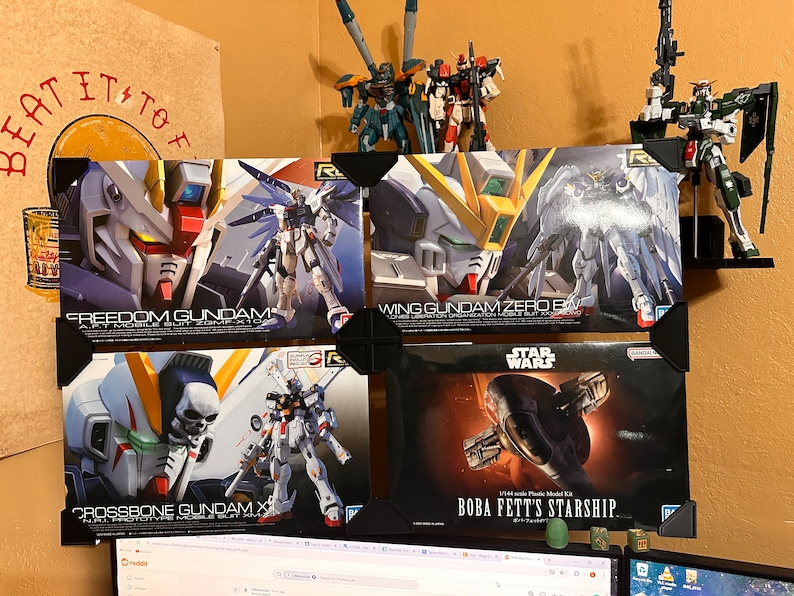 Gundam Model or Any Model Box Display Kit. Corner Clips for Displaying ...
