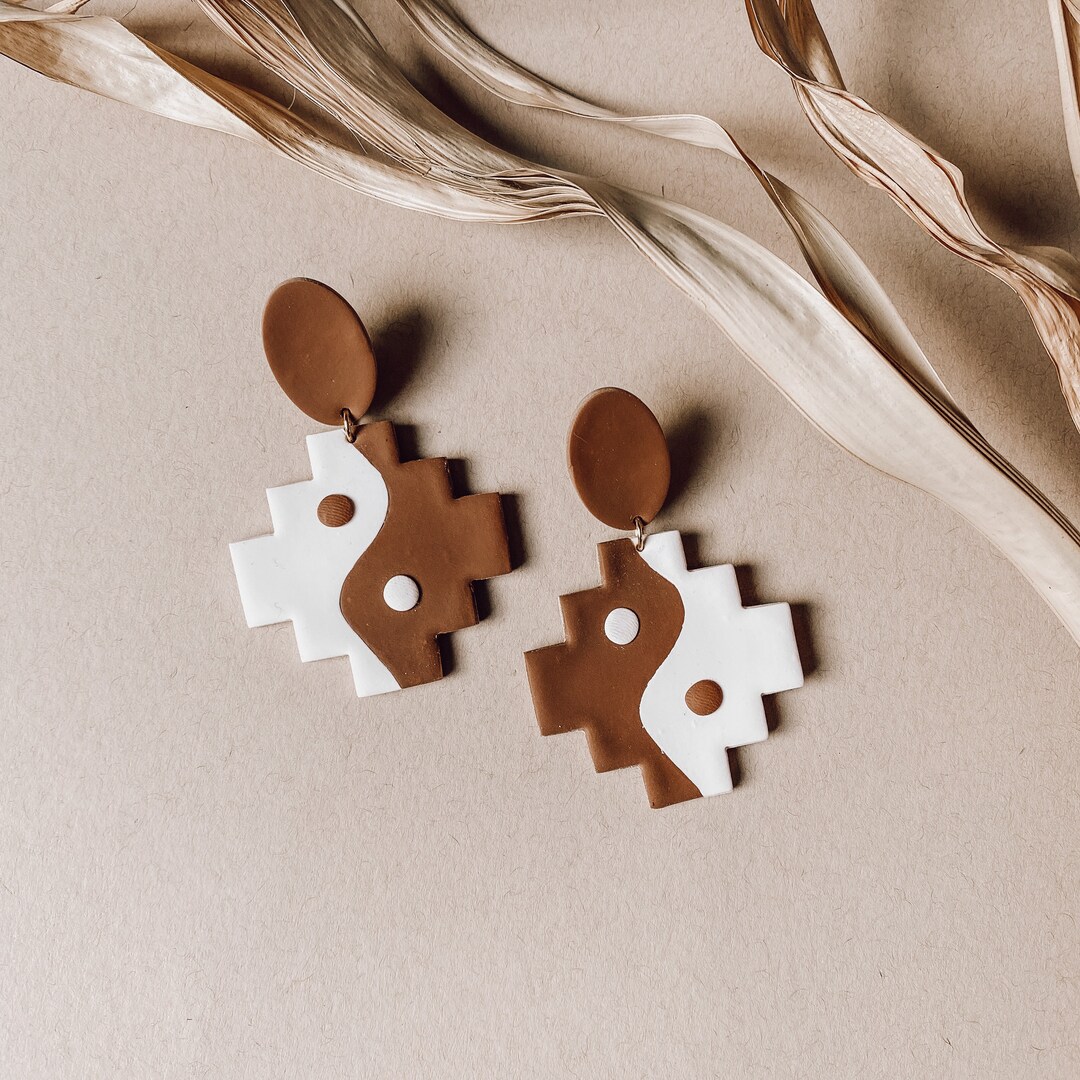 Handmade Polymer Clay Earrings | Yin Yang Earrings | Aztec | Nickel ...