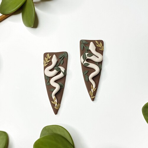 Snake Earrings Boho Handmade Polymer Clay Earrings | Etsy
