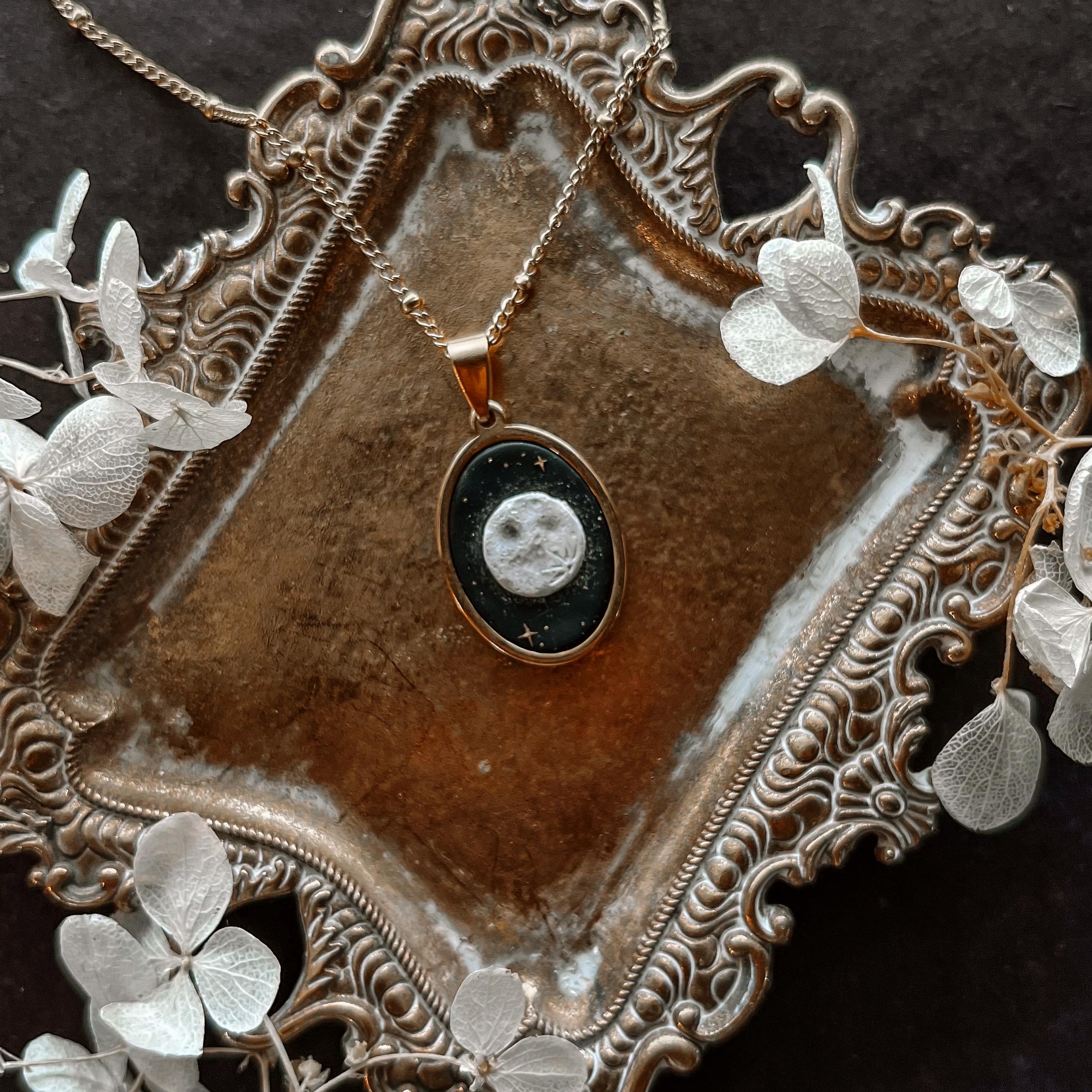 Custom Moon Phase Pendant Necklace | Personalized | Handmade Polymer ...