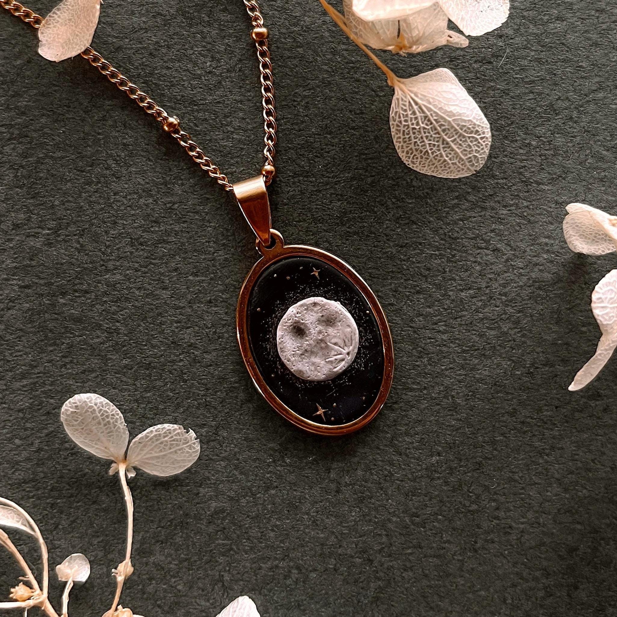 Custom Moon Phase Pendant Necklace | Personalized | Handmade Polymer ...