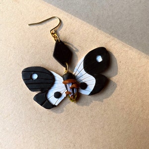 Magic Mushroom Moths | Handmade Polymer Clay Earrings | Yin Yang ...