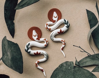 Snake Earrings Boho Handmade Polymer Clay Earrings | Etsy