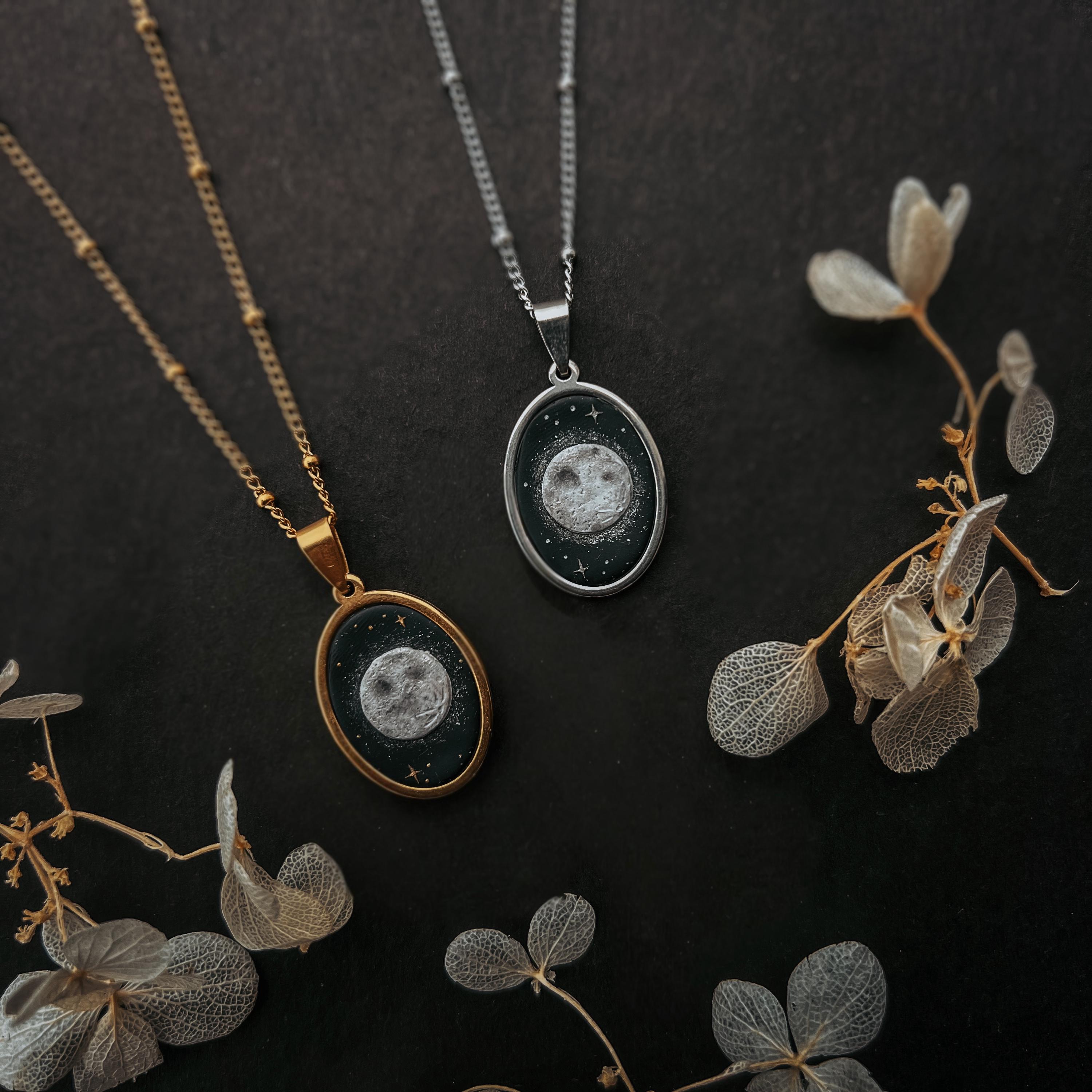 Custom Moon Phase Pendant Necklace | Personalized | Handmade Polymer ...