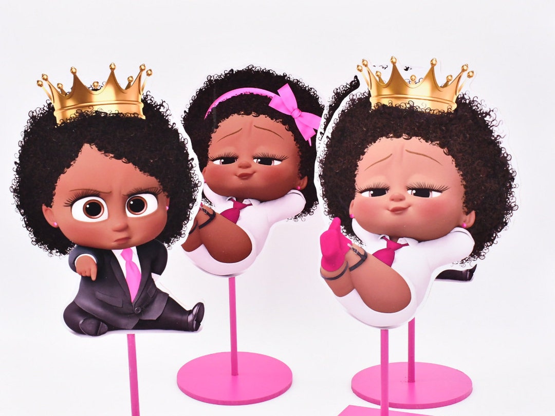 Baby Boss African American Girl Boss Baby Party Decorations Afro Puff ...