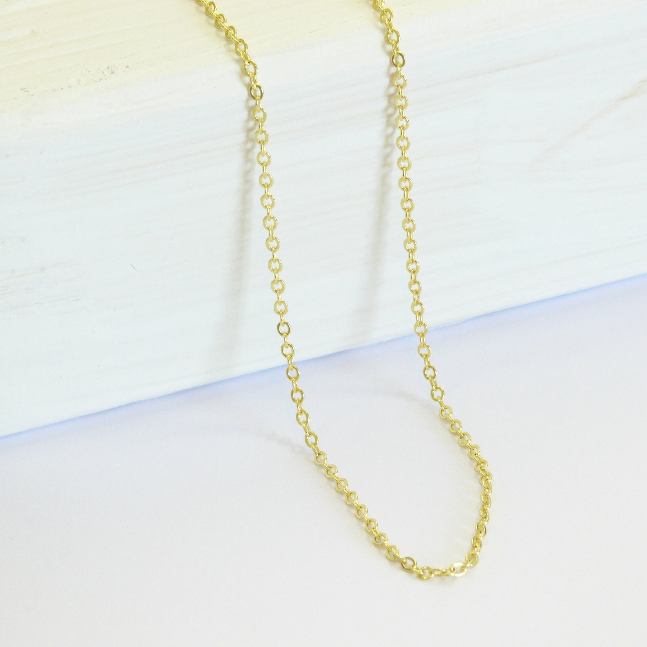 Plain Gold Chain Necklace 14k Gold Filled Chain Cable Chain | Etsy