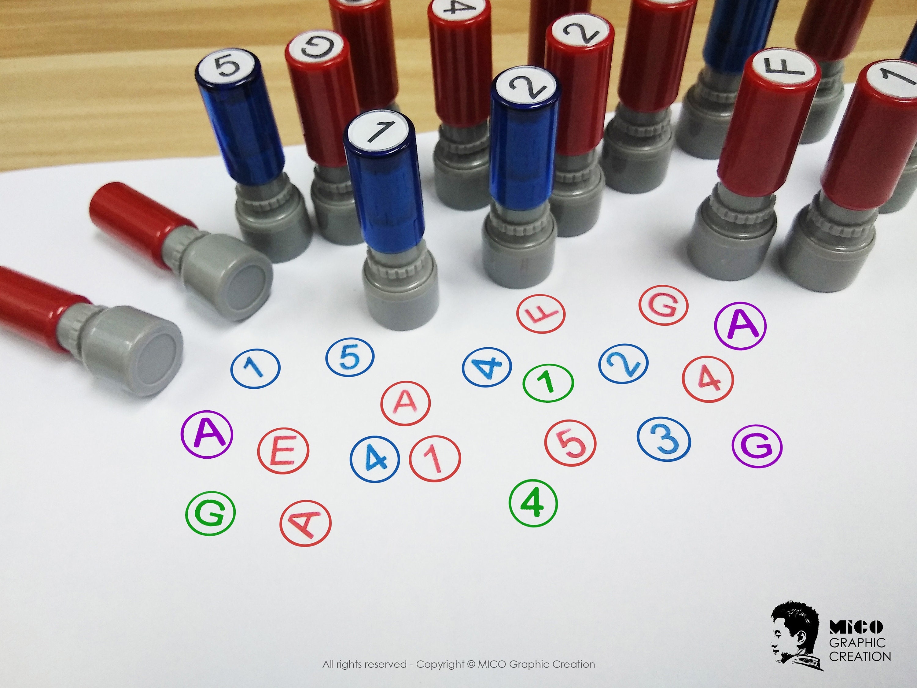 Mini Round Stamp, 1cm / 10mm Diameter Circle Self Ink Stamp, Number ...