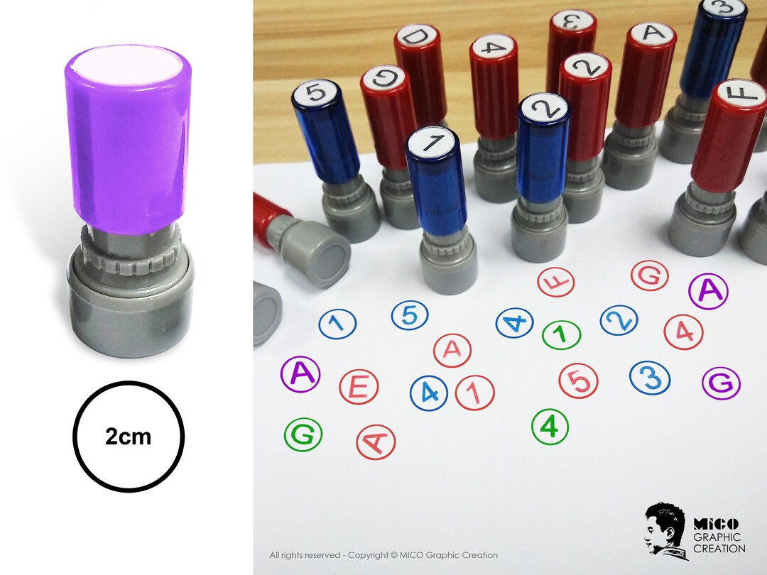 Mini Round Stamp, 2cm / 20mm Diameter Circle Self Ink Stamp, Number ...
