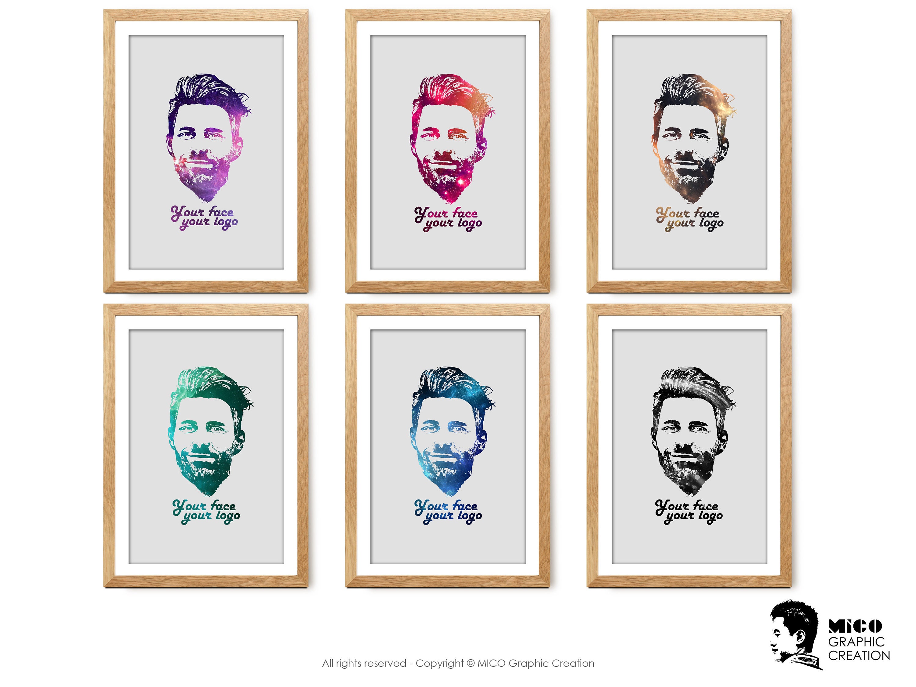 Personalized Custom Made Galaxy Logo Face POP ART Portrait - Etsy