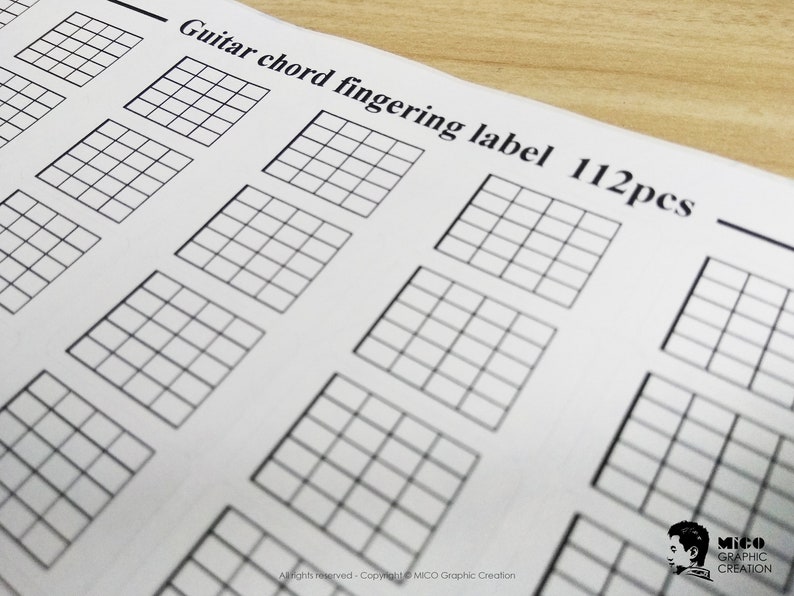 Guitar Tablature Label Stickers Pack for Acoustic Guitar, Electric ...