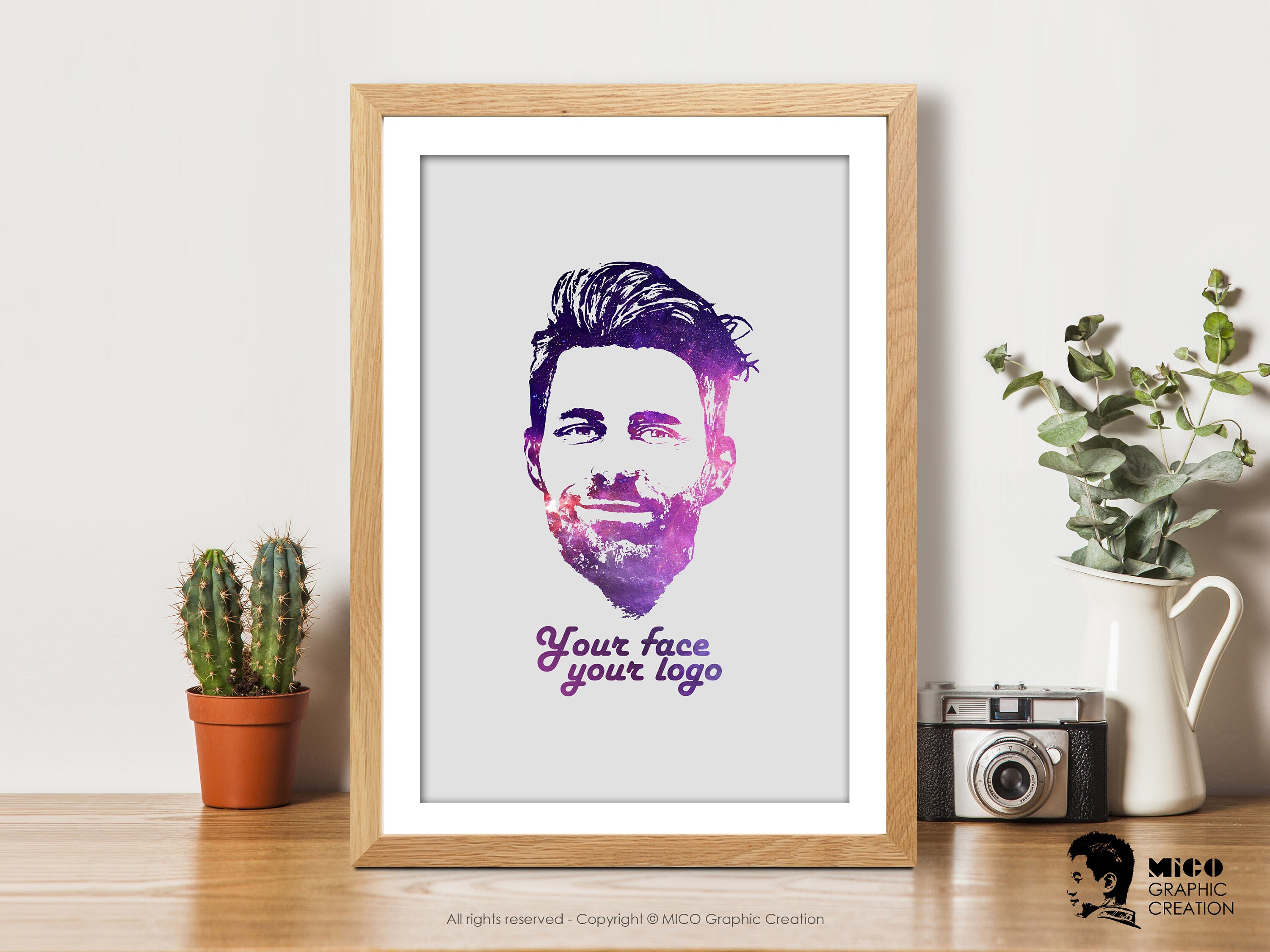 Personalized Custom Made Galaxy Logo Face POP ART Portrait - Etsy