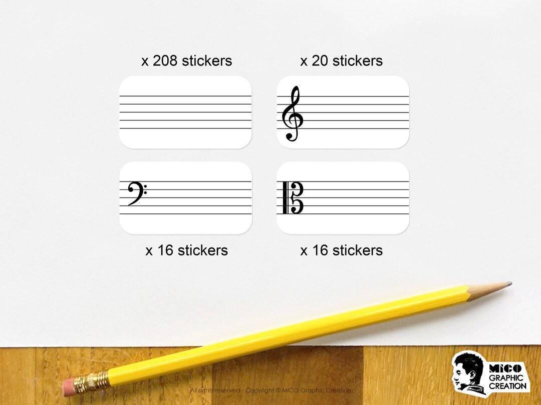 Blank Staff Music, Five Lines Music Staff, Label Stickers for Music ...