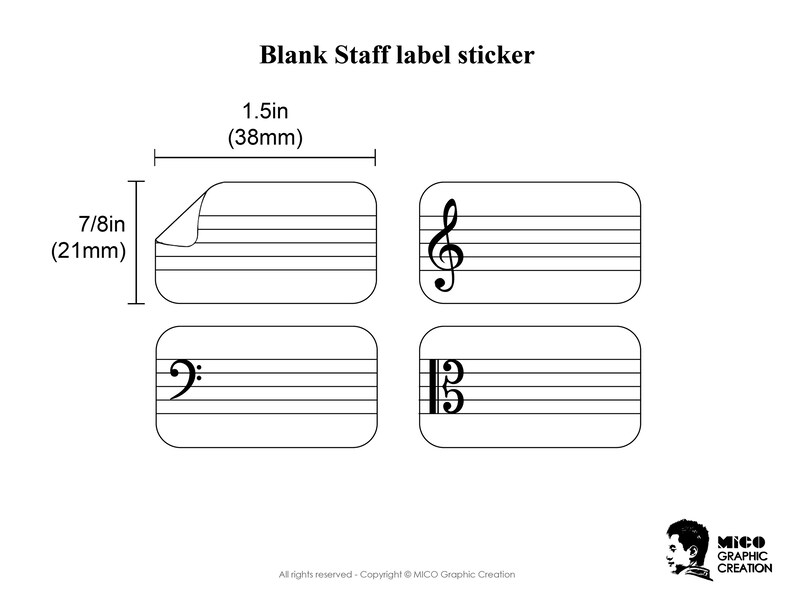 Blank Staff Music, Five Lines Music Staff, Label Stickers for Music ...