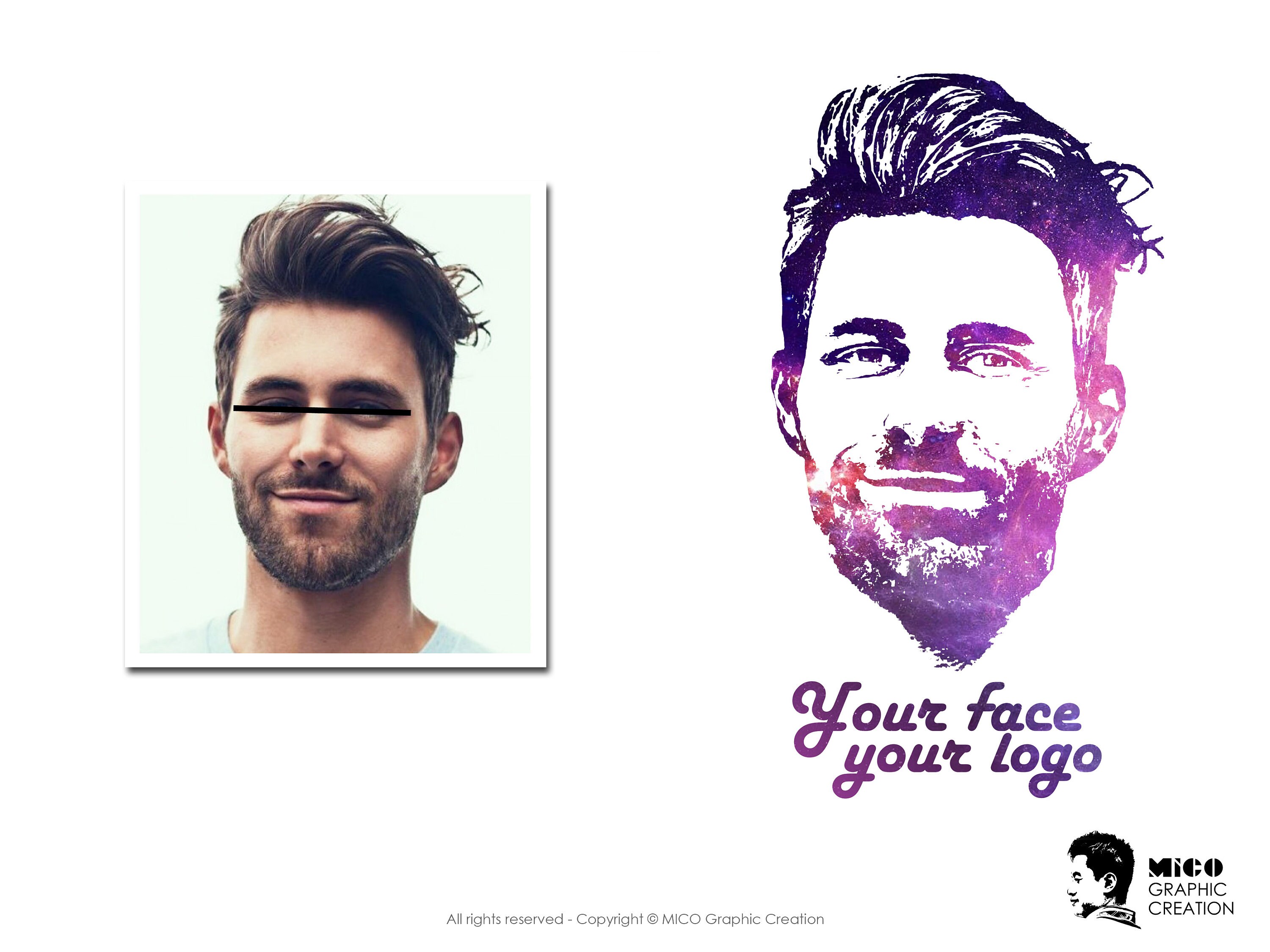 Personalized Custom Made Galaxy Logo Face POP ART Portrait - Etsy