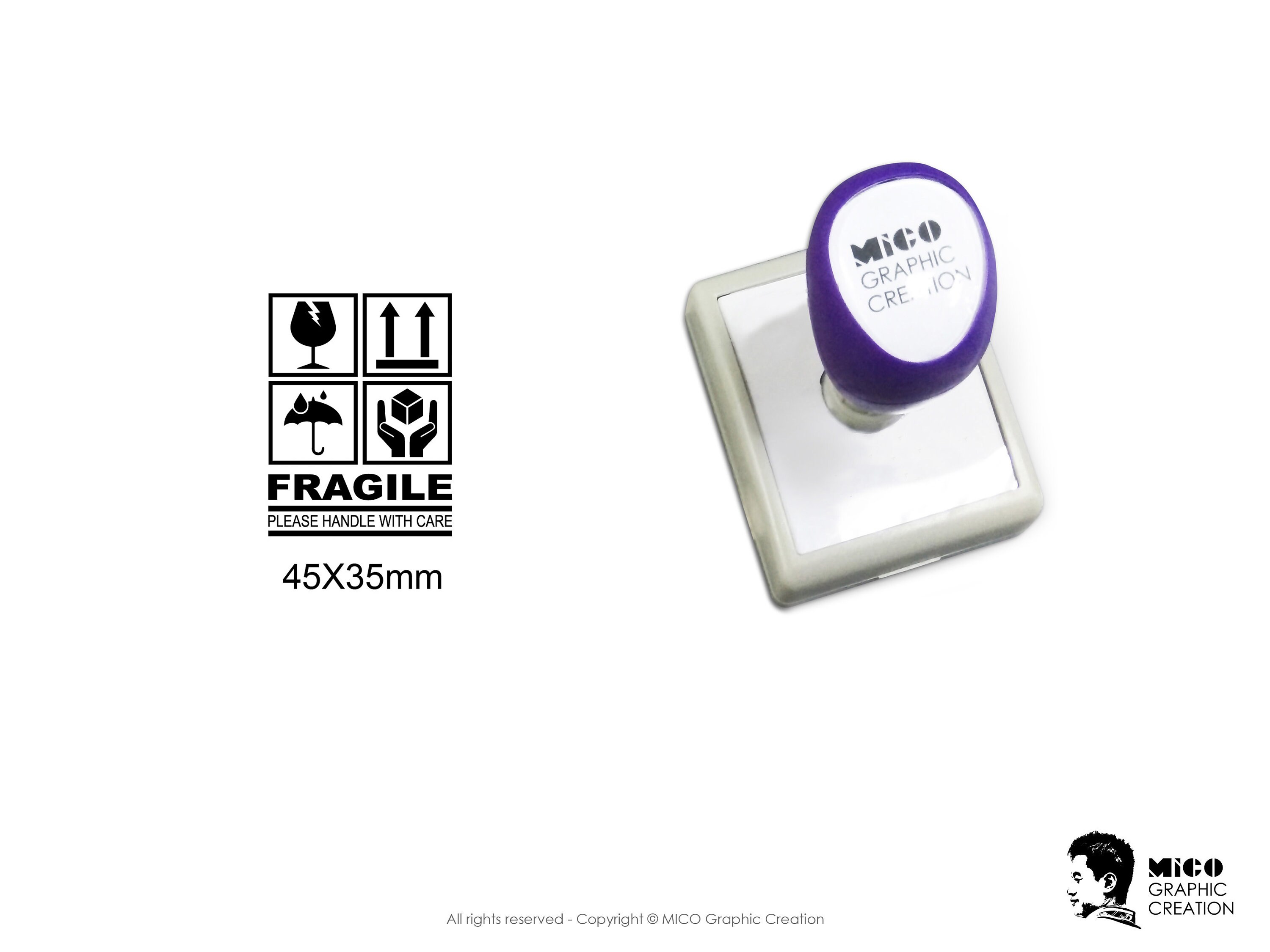 Self Ink Stamp of Fragile Items Handle With Care, Great Tool for Online ...