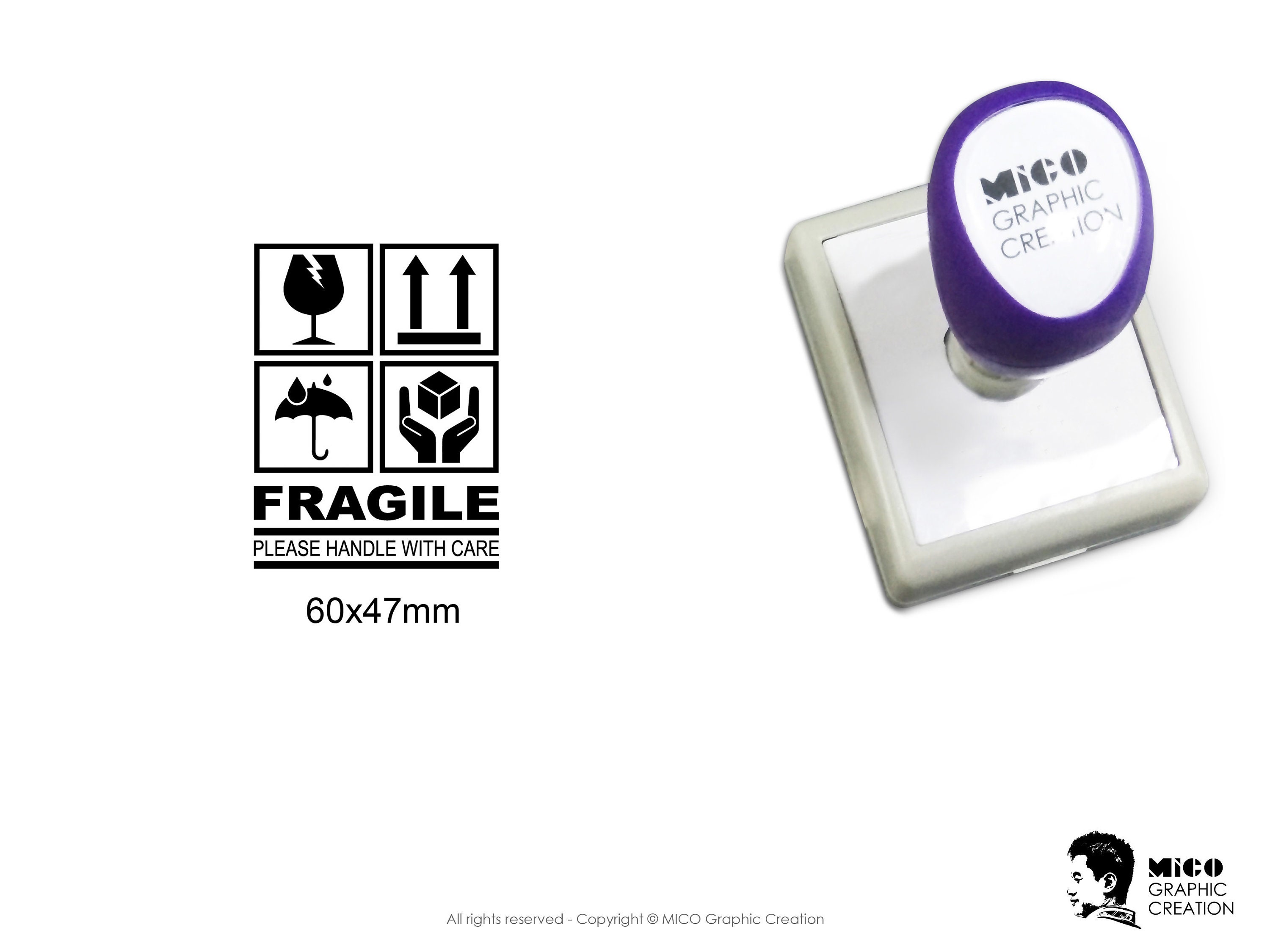 Self Ink Stamp of Fragile Items Handle With Care, Great Tool for Online ...