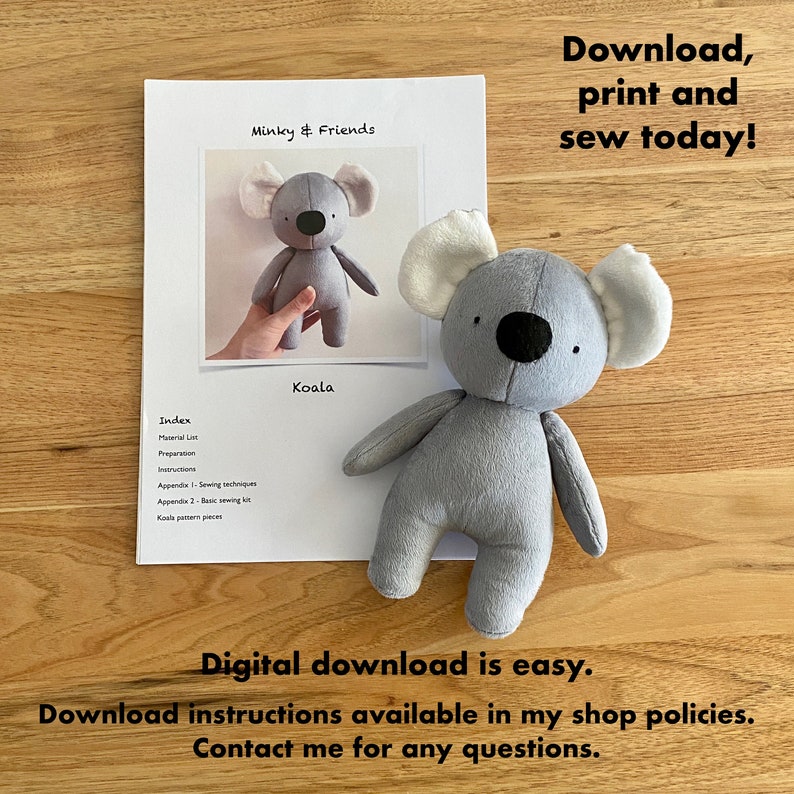 Koala bear stuffed animal koala sewing pattern plush animal | Etsy