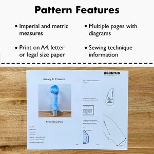 Brontosaurus Sewing Pattern, Dinosaur Pattern - Sew a Cute Dinosaur ...