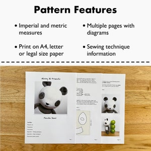 Panda Bear Sewing Pattern, Panda Plush Pattern, Stuffed Animal Sewing ...