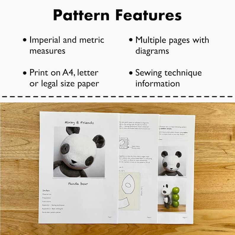 Panda Bear Sewing Pattern Panda Plush Pattern Stuffed Animal | Etsy ...