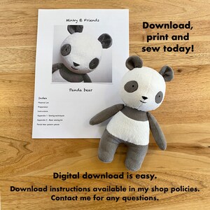 Panda Bear Sewing Pattern, Panda Plush Pattern, Stuffed Animal Sewing ...