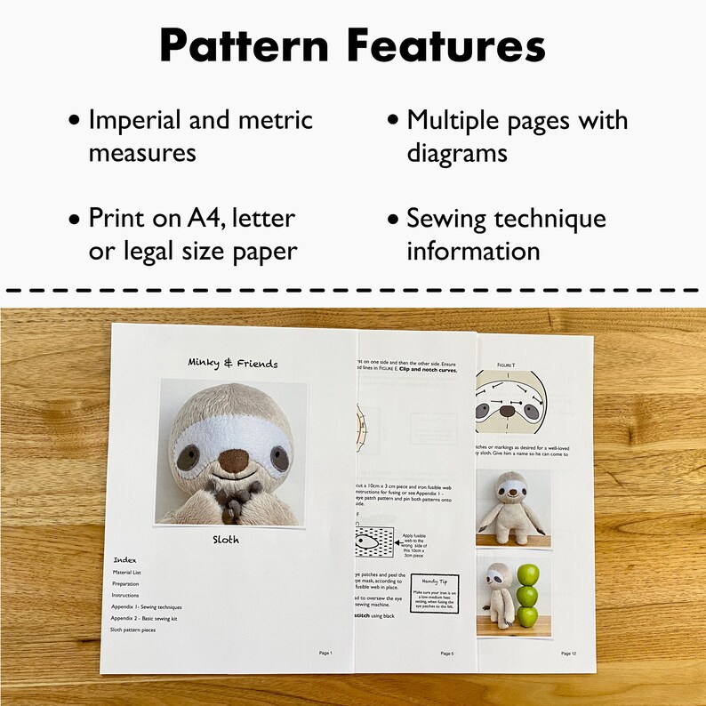 Sloth Sewing Pattern Stuffed Sloth Pattern Sloth Pdf Sewing | Etsy