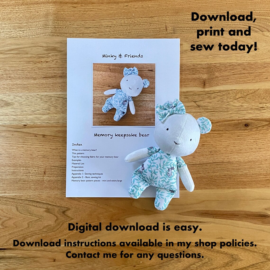 Memory Bear Pattern Pdf Teddy Bear Sewing Pattern Softie - Etsy