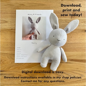 Sewing Pattern, Bunny Rabbit Toy, PDF Digital Download - Etsy