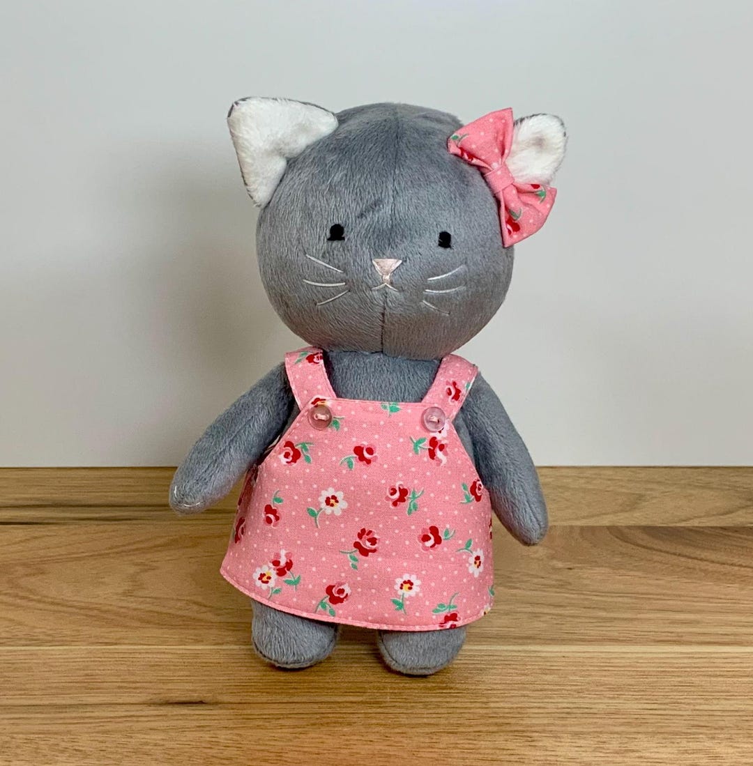 Handmade Minky Cat Plushie, Floral Dress, Stuffed Animal - Etsy