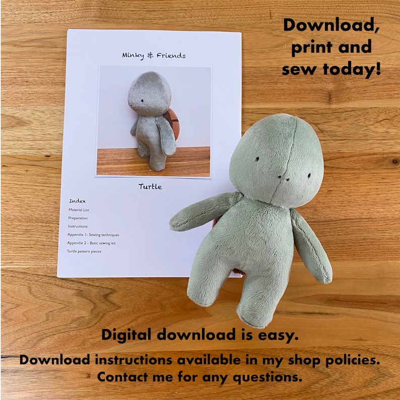 Turtle Plush Pattern Stuffed Animal Sewing Pattern Turtle - Etsy