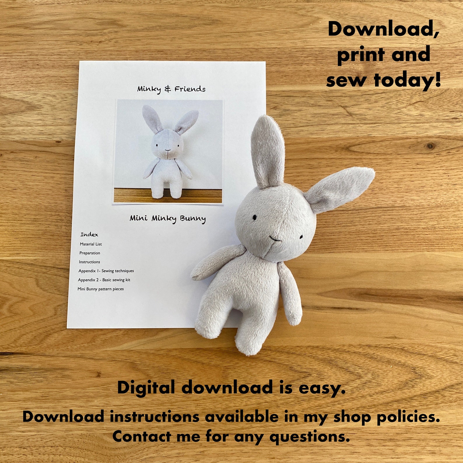 Easter Bunny Pattern Rabbit Sewing Pattern Stuffed Bunny | Etsy Australia