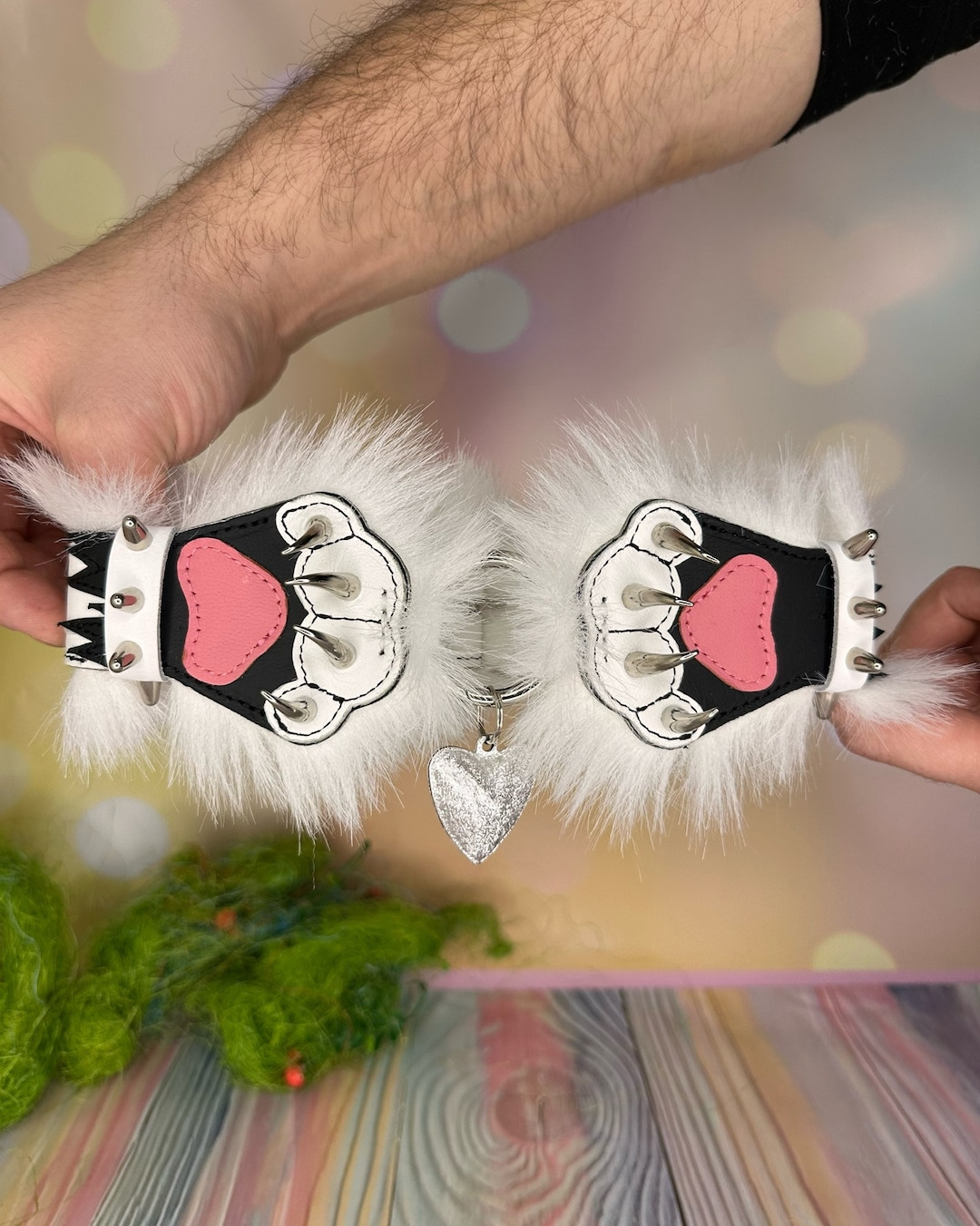 Handmade Fluffy Paw Collar, Leather Choker, Custom Size - Etsy